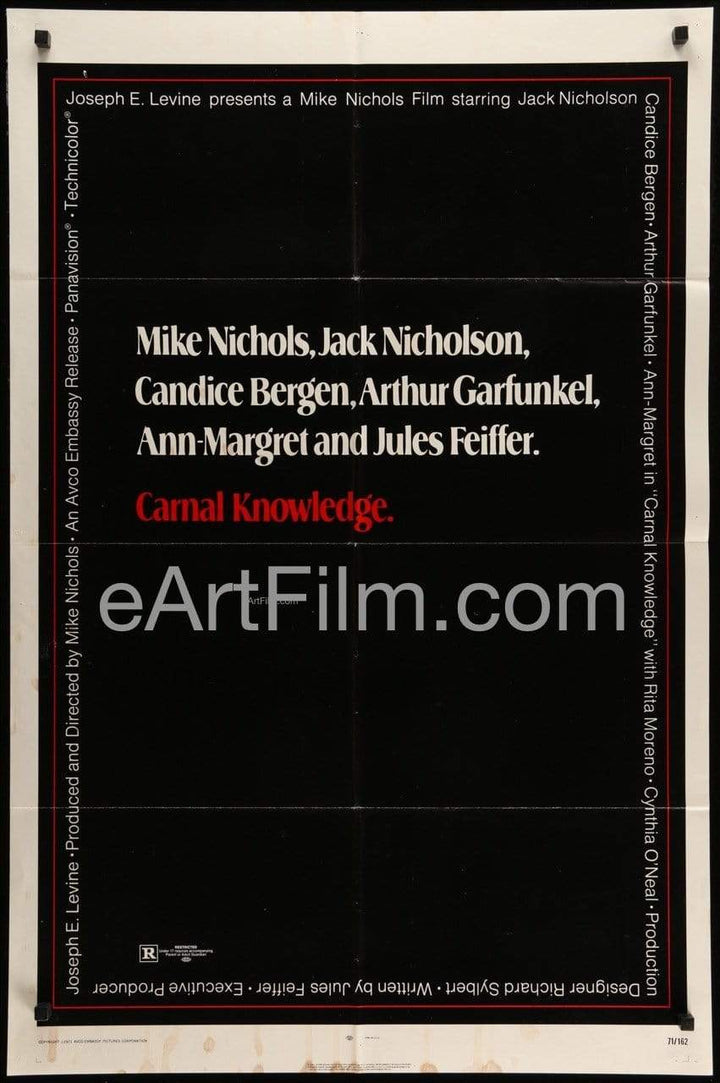 Carnal Knowledge 1971 27x41 Original Vintage One Sheet Movie Poster ...