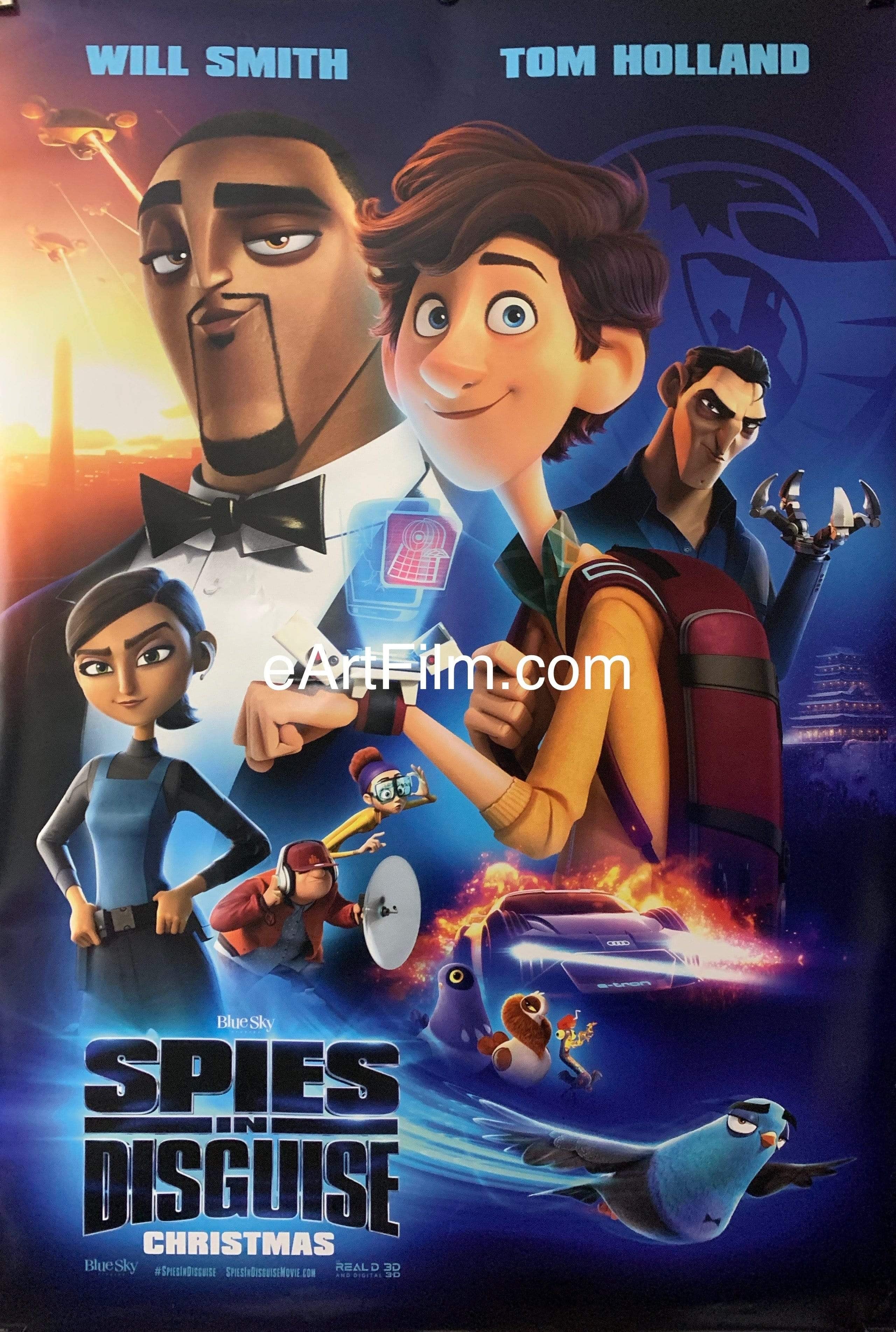 Spies In Disguise 2019 27x40 Will Smith Tom Holland animated pigeon es ...