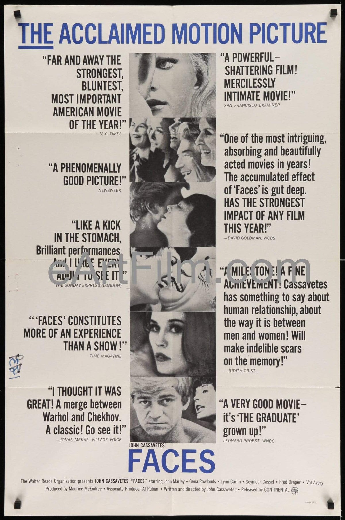 Faces 1968 27x41 Original Movie Poster John Cassavetes – eArtFilm.com