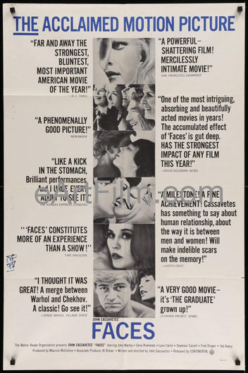 Faces 1968 27x41 Original Movie Poster John Cassavetes – eArtFilm.com