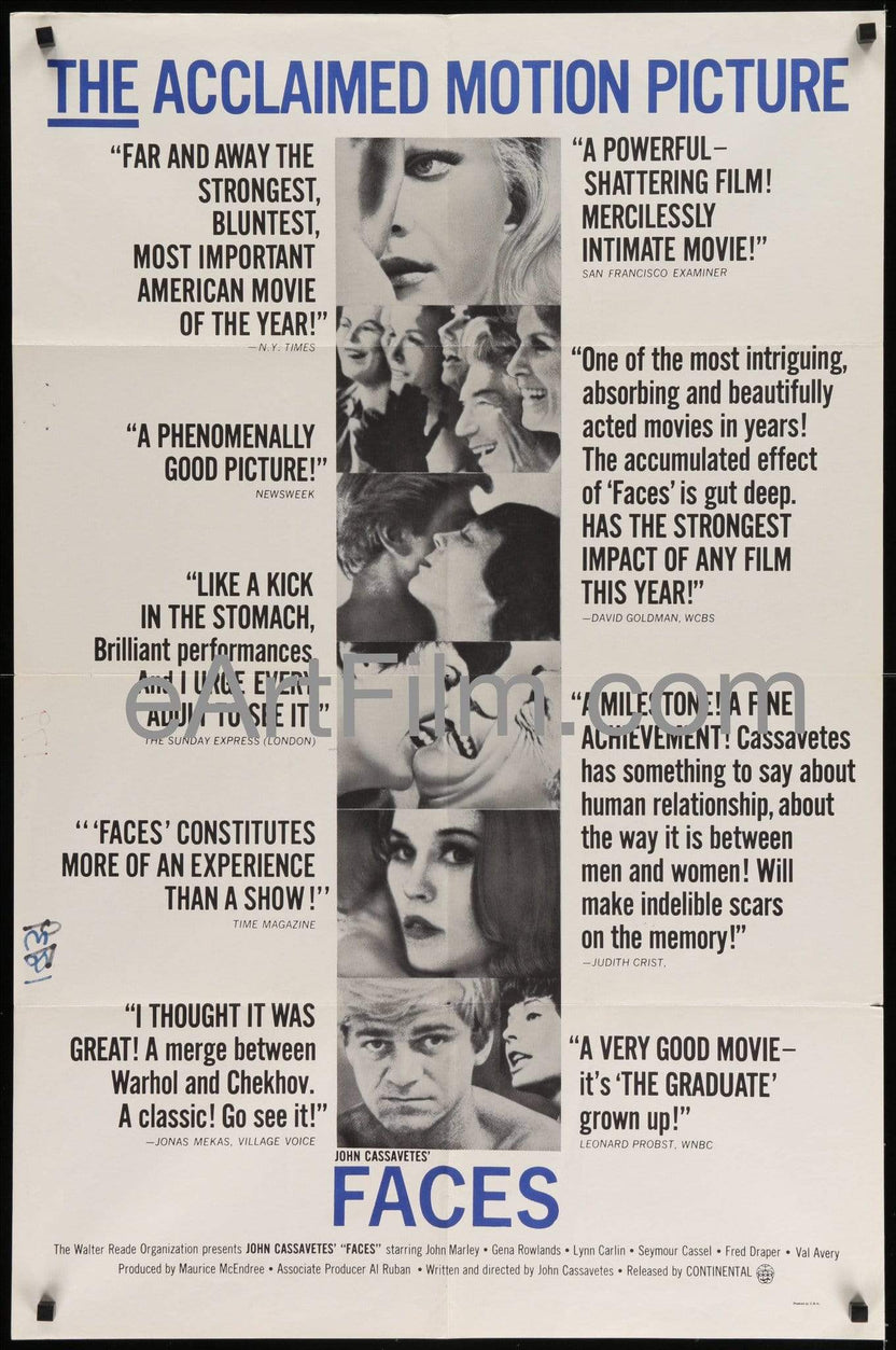 Faces 1968 27x41 Original Movie Poster John Cassavetes – eArtFilm.com